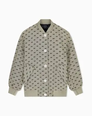 Armani Exchange Blouson Jacket Cotton Blend Allover Jacquard - Beige