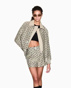 Armani Exchange Blouson Jacket Cotton Blend Allover Jacquard
