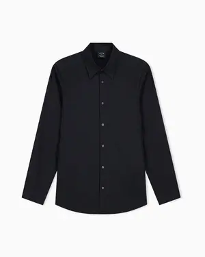 Armani Exchange Regular Fit Shirt In Cotton Jacquard - Black