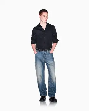Armani Exchange Regular Fit Shirt In Cotton Jacquard - Black