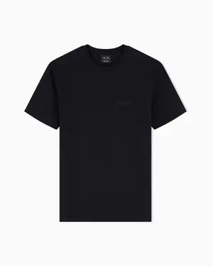Armani Exchange Slim Fit T-shirt In Stretch Cotton Jersey With Rib Details - Black