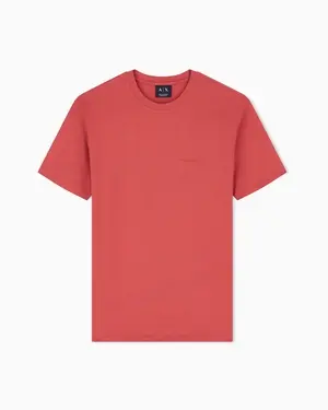 Armani Exchange Slim Fit T-shirt In Stretch Cotton Jersey With Rib Details - Red