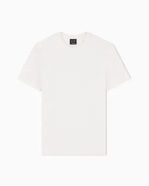 Armani Exchange Slim Fit T-shirt In Stretch Cotton Jersey With Rib Details - White