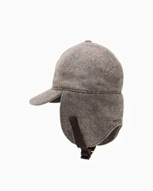 Armani Exchange Baseball Hat In Recycled Herringbone Wool Blend