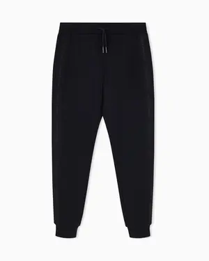 Armani Exchange Regular Fit Trousers Bonded Stretch Cotton Jersey - Black