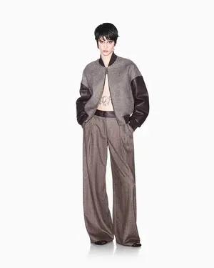 Armani Exchange Blouson Jacket Fit Recycled Herringbone Wool Coated Trim