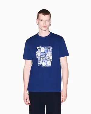 Armani Exchange Regular T-shirt In Cotton Jersey - Blue