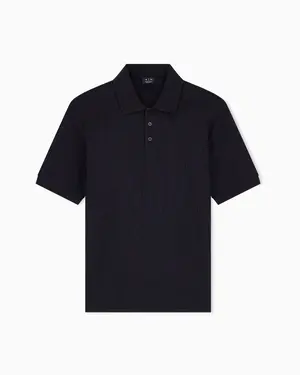 Armani Exchange Regular Fit Polo Shirt Mercerized Cotton Jersey - Black