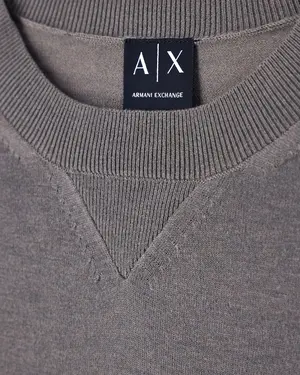 Armani Exchange Regular Fit Pullover In Lyocell And Wool With Rib Details