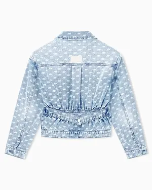Armani Exchange Regular Fit Blouson Jacket In Rigid Denim With Allover Print