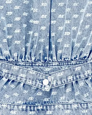 Armani Exchange Regular Fit Blouson Jacket In Rigid Denim With Allover Print