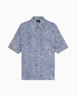 Armani Exchange Oversized Fit Shirt In Eco-viscose Twill - Patterned