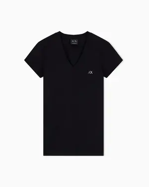 Armani Exchange Slim Fit Stretch Cotton V-neck T-shirt - Black