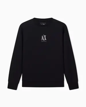 Armani Exchange Crew-neck Stretch Cotton Sweatshirt With A Logo Icon Black