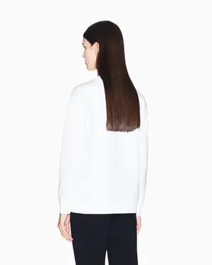 Armani Exchange Crew-neck Stretch Cotton Sweatshirt With A Logo Icon - White