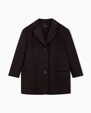 Armani Exchange Caban Coat In Wool Blend - Brown