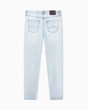 Armani Exchange Slim Fit Five-pocket Pants In Washed Cotton-blend Denim