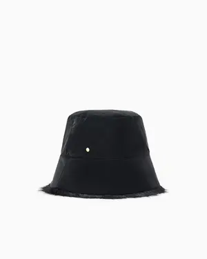 Armani Exchange Reversible Bucket Hat In Velvet Effect Nylon