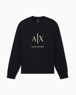 Armani Exchange Regular Fit Sweatshirt Stretch Cotton Jersey - Black