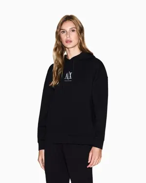 Armani Exchange Sweatshirt In Jersey Bonded Stretch Cotton - Black
