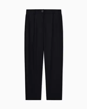 Armani Exchange Regular Fit Trousers In Viscose And Wool - Black
