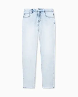 Armani Exchange Slim Fit 5 Pockets Pant Washed Cotton-blend Denim - Blue