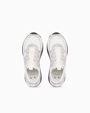 Armani Exchange Sneakers In Mesh With Patent And Microsuede Details - Pink