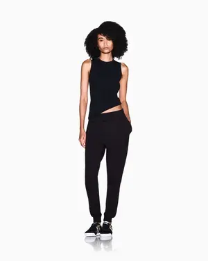 Armani Exchange Regular Fit Jersey Trousers In Stretch Viscose Scuba - Black