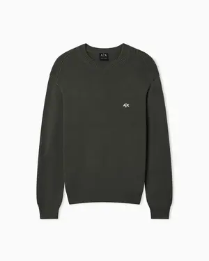 Armani Exchange Crew Neck Sweater With Embroidered Logo - Grey