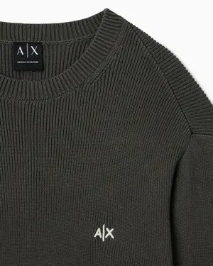 Armani Exchange Crew Neck Sweater With Embroidered Logo - Grey