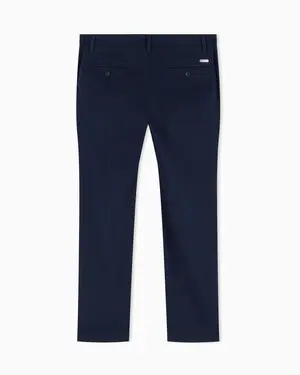 Armani Exchange Cotton Poplin Chino Trousers - Blue
