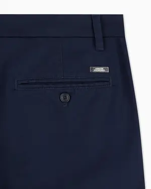 Armani Exchange Cotton Poplin Chino Trousers - Blue