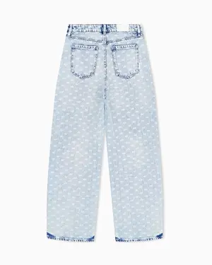 Armani Exchange Oversized Five-pocket Denim Pants With An Allover Print