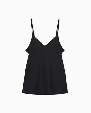 Armani Exchange Satin V-neck Top - Black