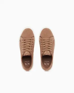 Armani Exchange Low Cut Sneakers In Leather With All-over Debossed Logo
