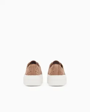 Armani Exchange Low Cut Sneakers In Leather With All-over Debossed Logo