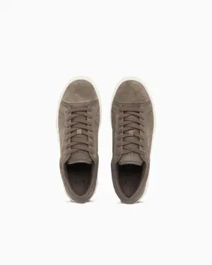 Armani Exchange Sneakers In Suede And Split Leather With A Rubber Sole - Brown