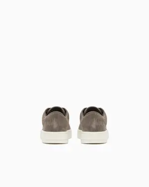 Armani Exchange Sneakers In Suede And Split Leather With A Rubber Sole - Brown