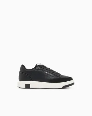 Armani Exchange Low Top Sneakers With Suede Inserts - Black