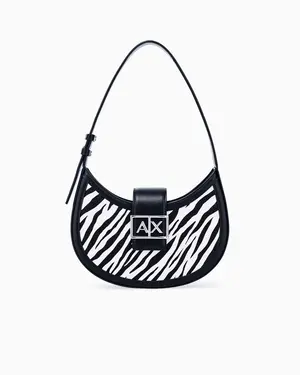 Armani Exchange Hobo Shoulder Bag In Coated Fabric - Patterned