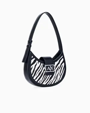 Armani Exchange Hobo Shoulder Bag In Coated Fabric