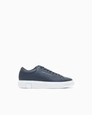 Armani Exchange Sneakers In Split Leather - Blue