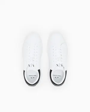 Armani Exchange Split Leather Lace-up Sneakers - White