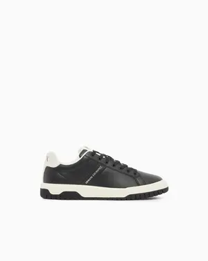 Armani Exchange Sneakers In Leather And Suede With Rubber Sole - Black