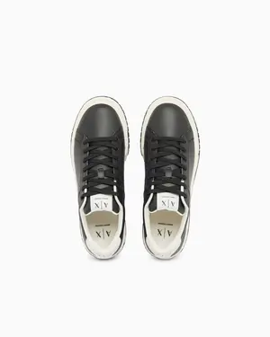 Armani Exchange Sneakers In Leather And Suede With Rubber Sole - Black