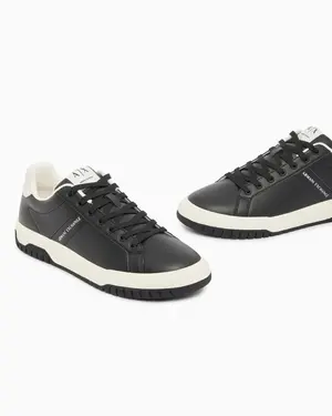 Armani Exchange Sneakers In Leather And Suede With Rubber Sole - Black