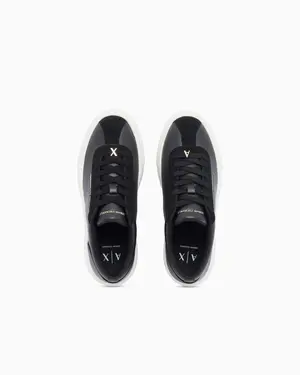 Armani Exchange Low Top Sneakers With Suede Panelling - Black