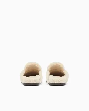 Armani Exchange Suede Clogs With Teddy Details - Brown
