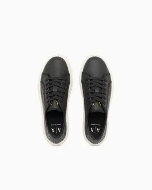 Armani Exchange Low Top Sneakers With All-over Debossed Logo - Black