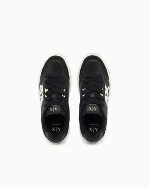 Armani Exchange Sneakers In Suede And Mesh With A Rubber Sole - Black